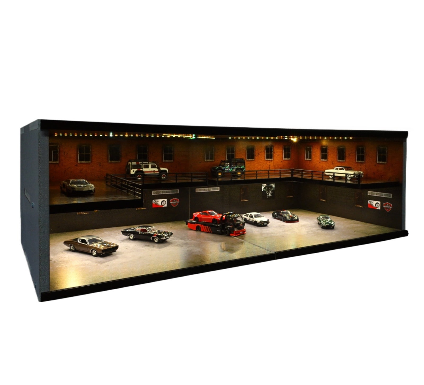 Diorama 1:64 Big Diecast Garage Model, LED Lighting Mluti-Story Parking ...