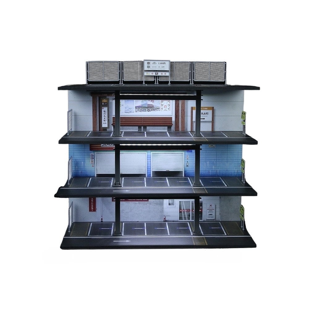 Diorama 1:64 Big Diecast Garage Model, LED Lighting Mluti-Story Parking ...