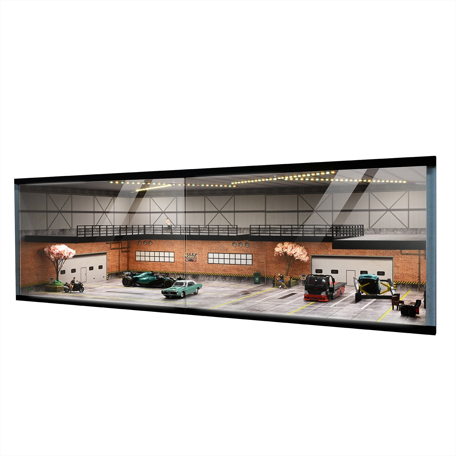 Diorama 1/64 Big Diecast Garage Model, LED Lighting Mluti-Story Parking ...