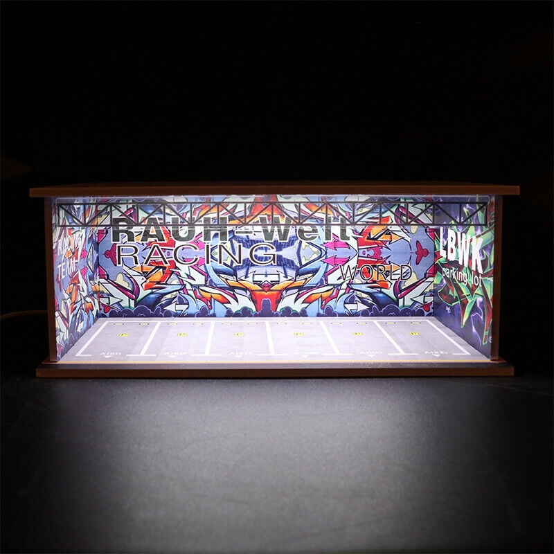 Diorama 1:64 Car Garage Model LED Lighting Parking Lot Scene Display ...