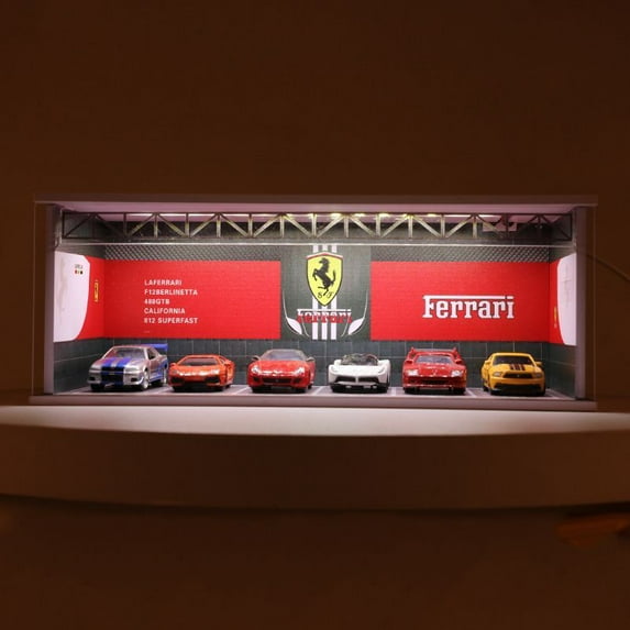 Diorama 1:64 Car Garage Model LED Lighting Parking Lot Scene Display ...