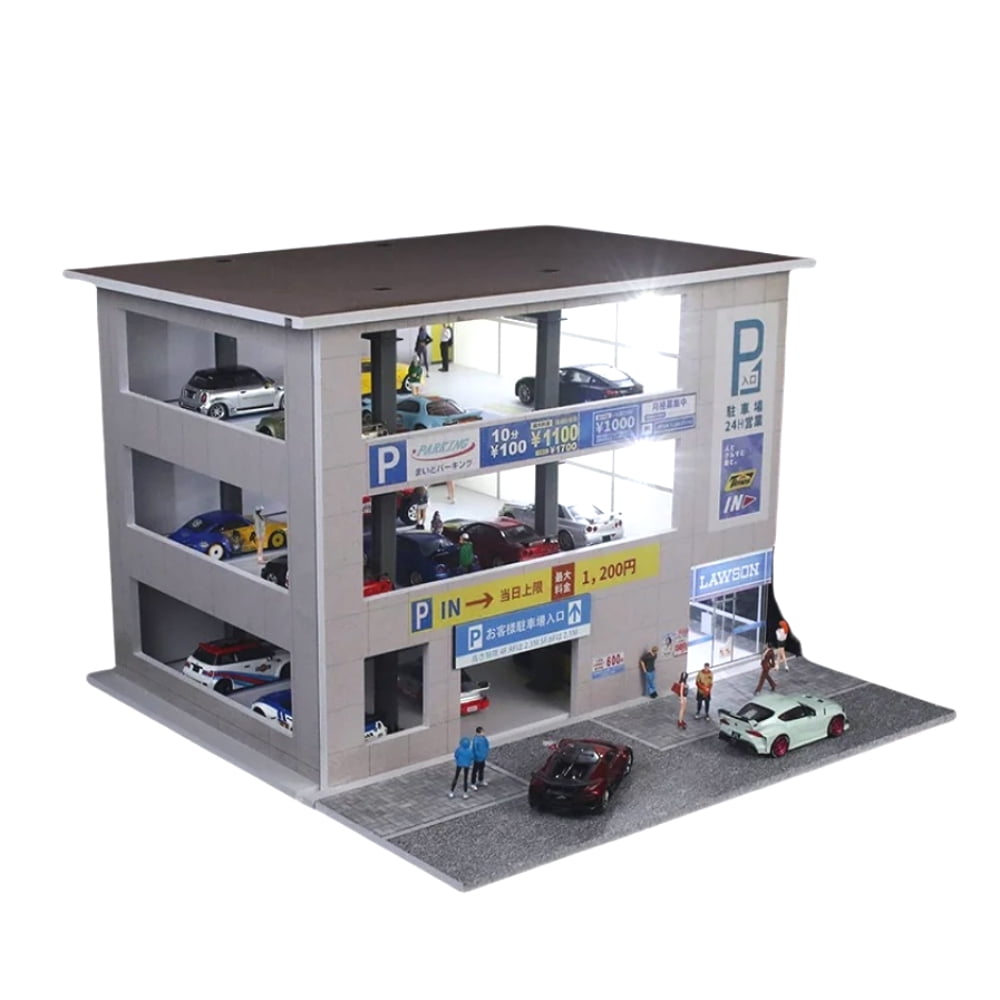 Diorama 1:64 Car Garage Model with LED Lights, Japanese Parking ...