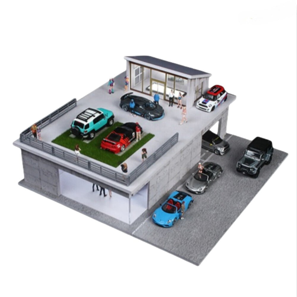 Diorama 1/64 Car Garage Model with LED Lights Sunroom Scene Garage ...