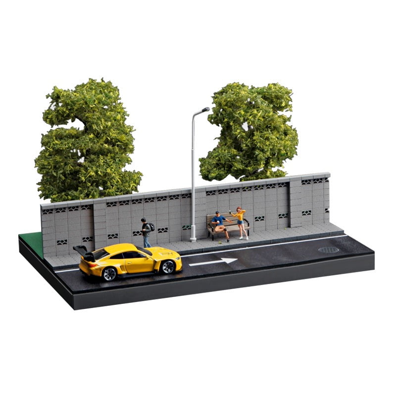 Diorama 1:64 Car Parking Lot Model LED Lighting City Street Coner Scene ...