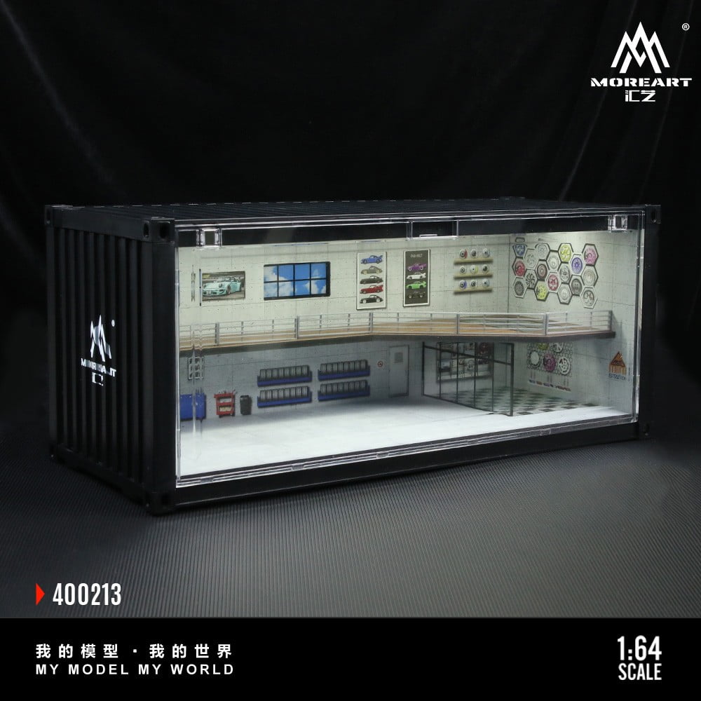 Diorama 1/64 Diecast Car Garage Model, LED Lighting Parking Lot Scene ...