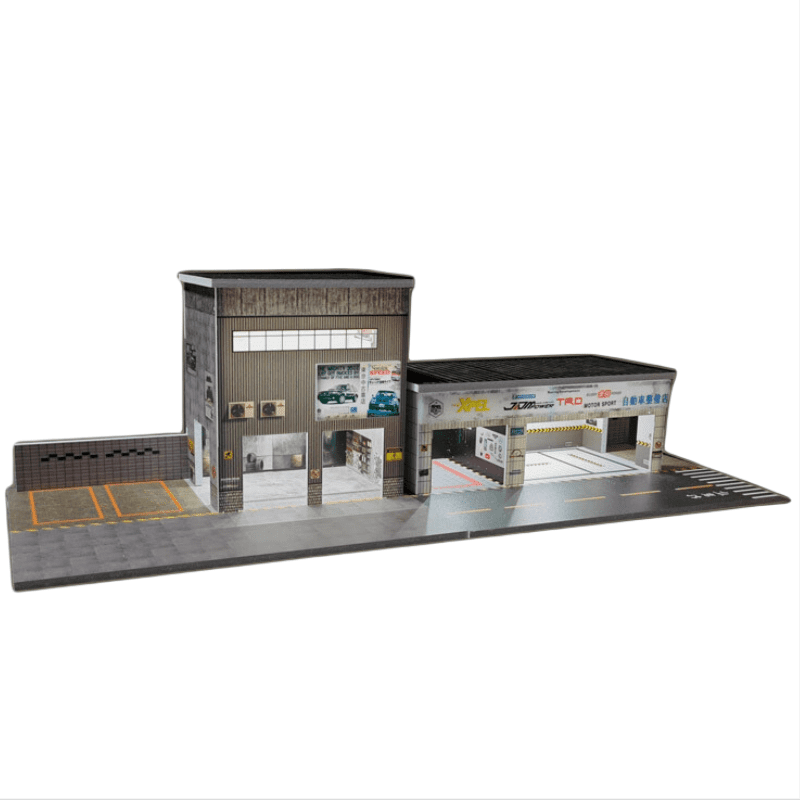 Diorama 1/64 Diecast Garage Model Set LED Lighting Car Parking Lot ...