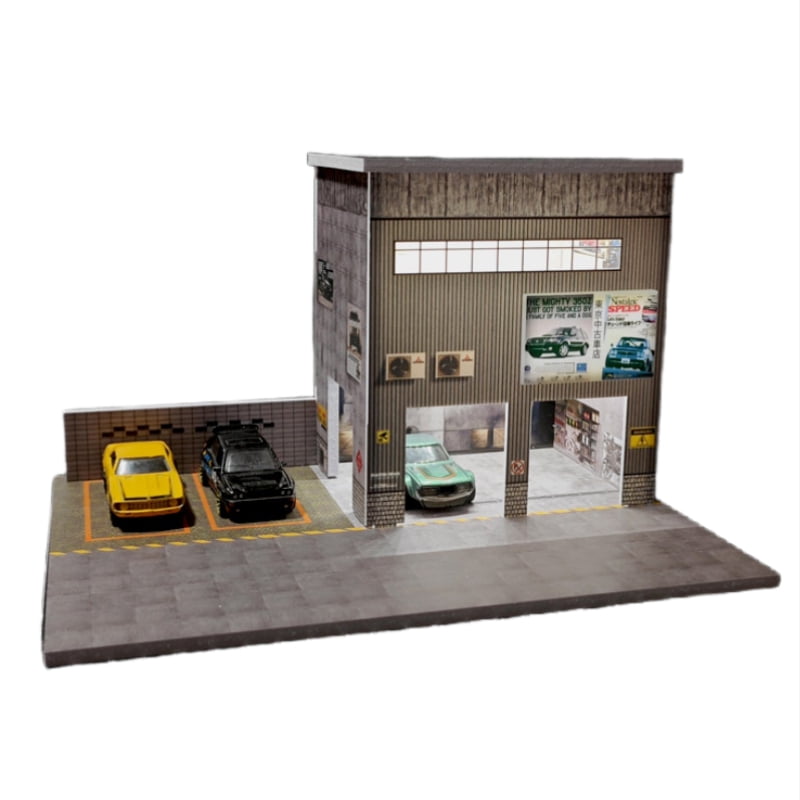 Diorama 1/64 Diecast Garage Model Set LED Lighting Car Parking Lot ...