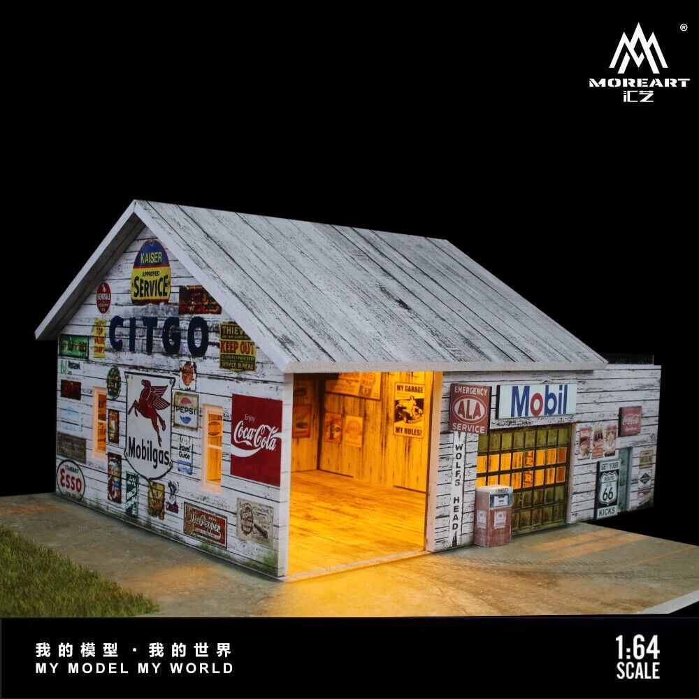 Diorama 1/64 Diecast Garage Model with LED Lighting, City Repairs ...