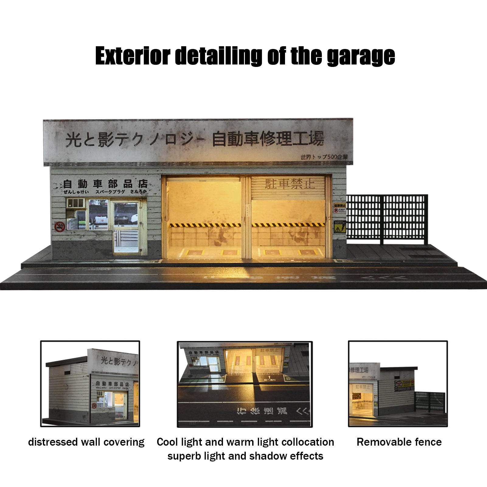 Diorama 1/64 Diorama Car Garage Model LED Lighting City Car Parking Lot ...