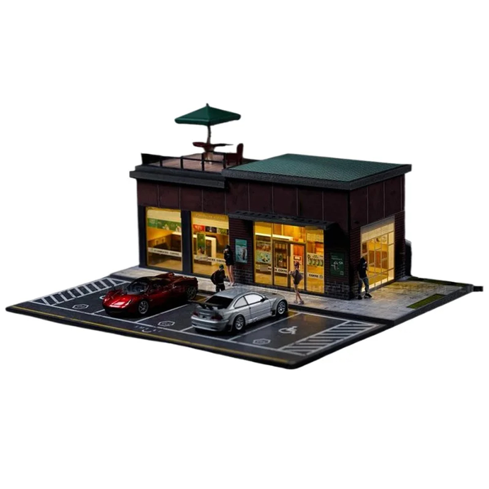 Diorama 1/64 Diorama Car Garage Model LED Lighting City Car Parking Lot ...