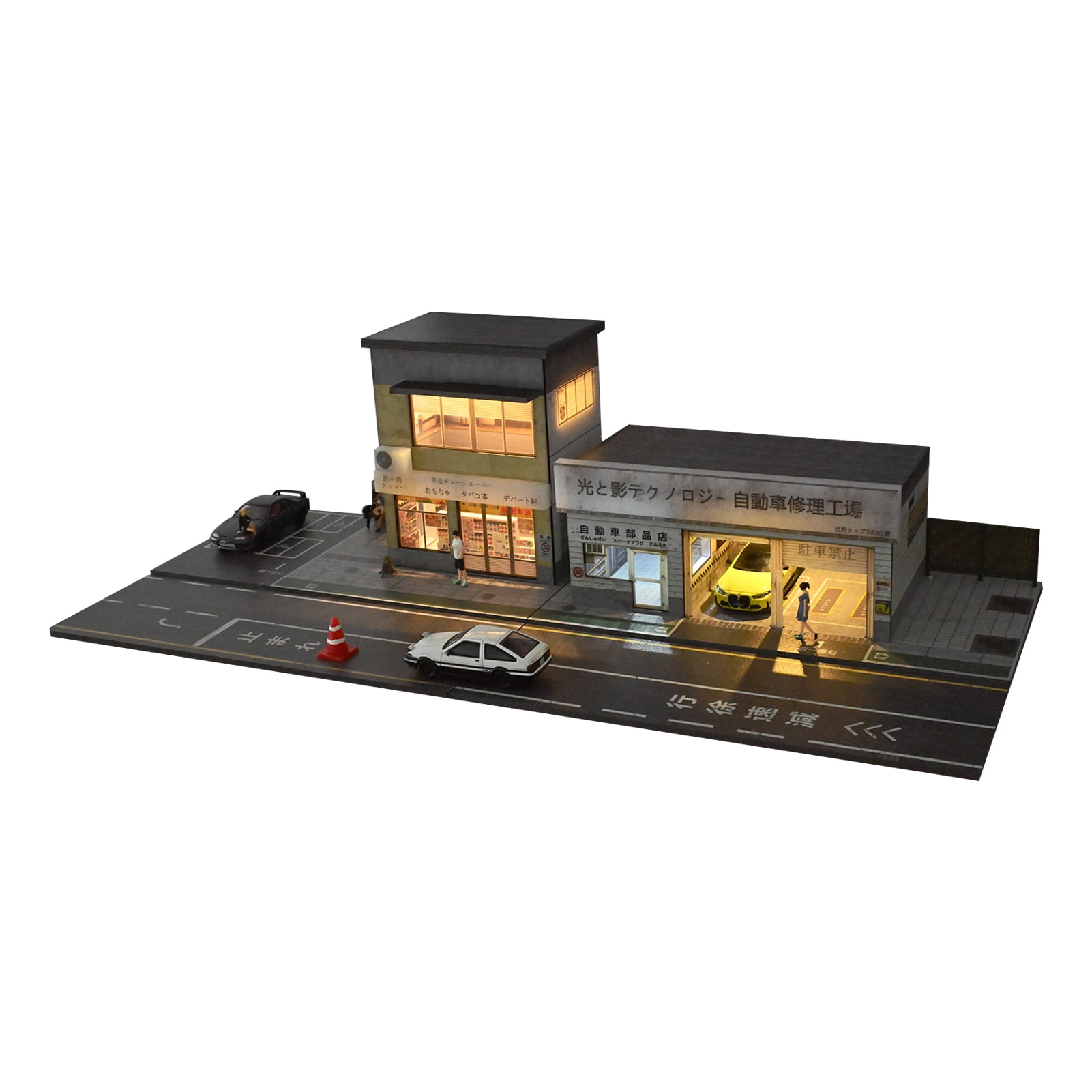 Diorama 1/64 Garage Model LED Lighting Japanese Parking Lot Scene ...