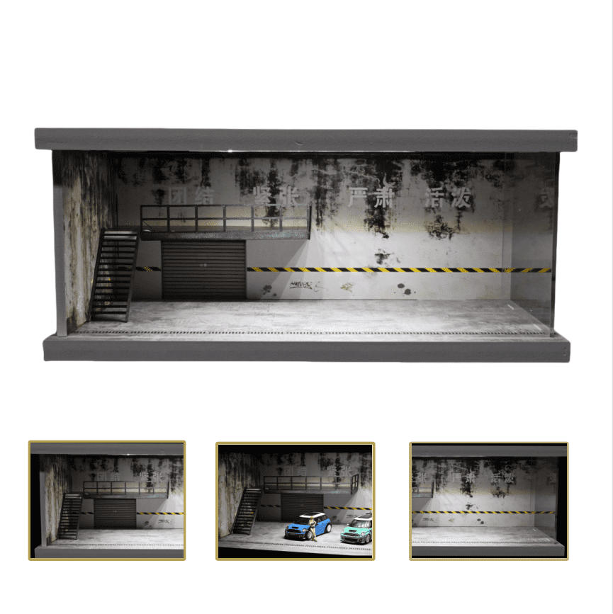 Diorama 1:64 Garage Model with LED Lighting ,Parking Lot Showroom Scene ...