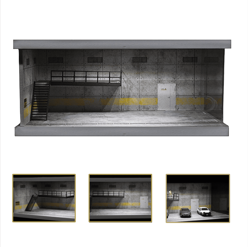 Diorama 1:64 Garage Model with LED Lighting ,Parking Lot Showroom Scene ...