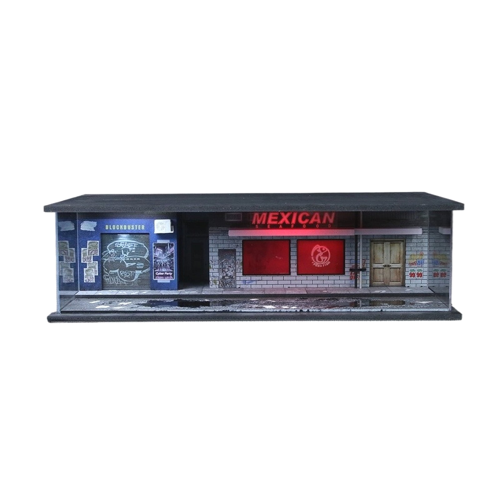 Diorama 1/64 Punk Style Garage Model, Coloful LED Lighting Parking Lot ...