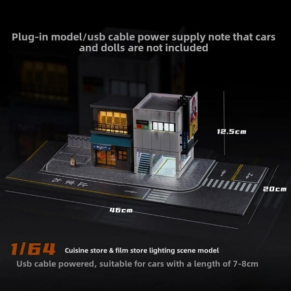 Diorama 1/64 Scale Car Garage Model LED Lighting City Parking Lot Scene ...