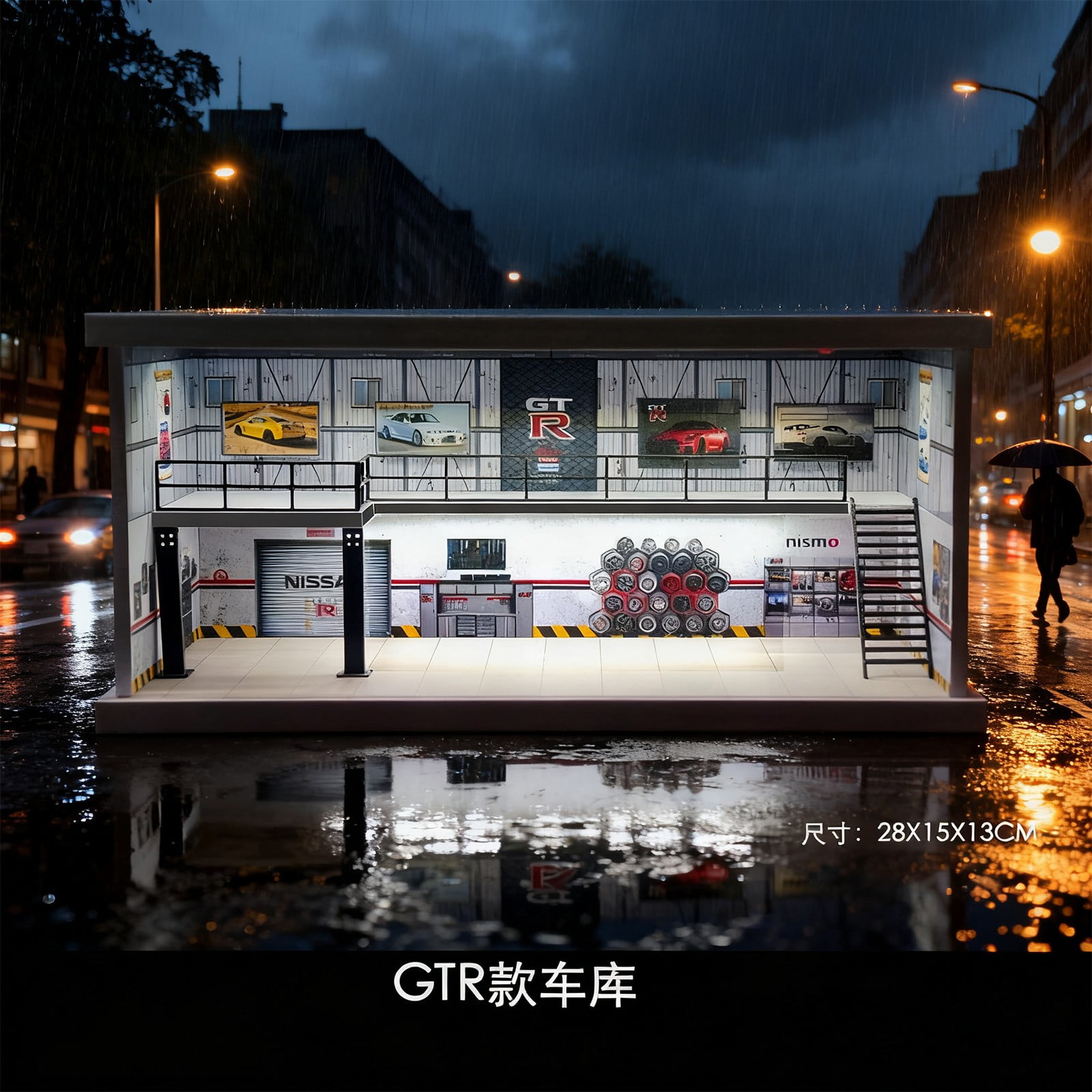 Diorama 1/64 Scale Diecast Car Garage Model, with LED Lights, 2-Layer ...