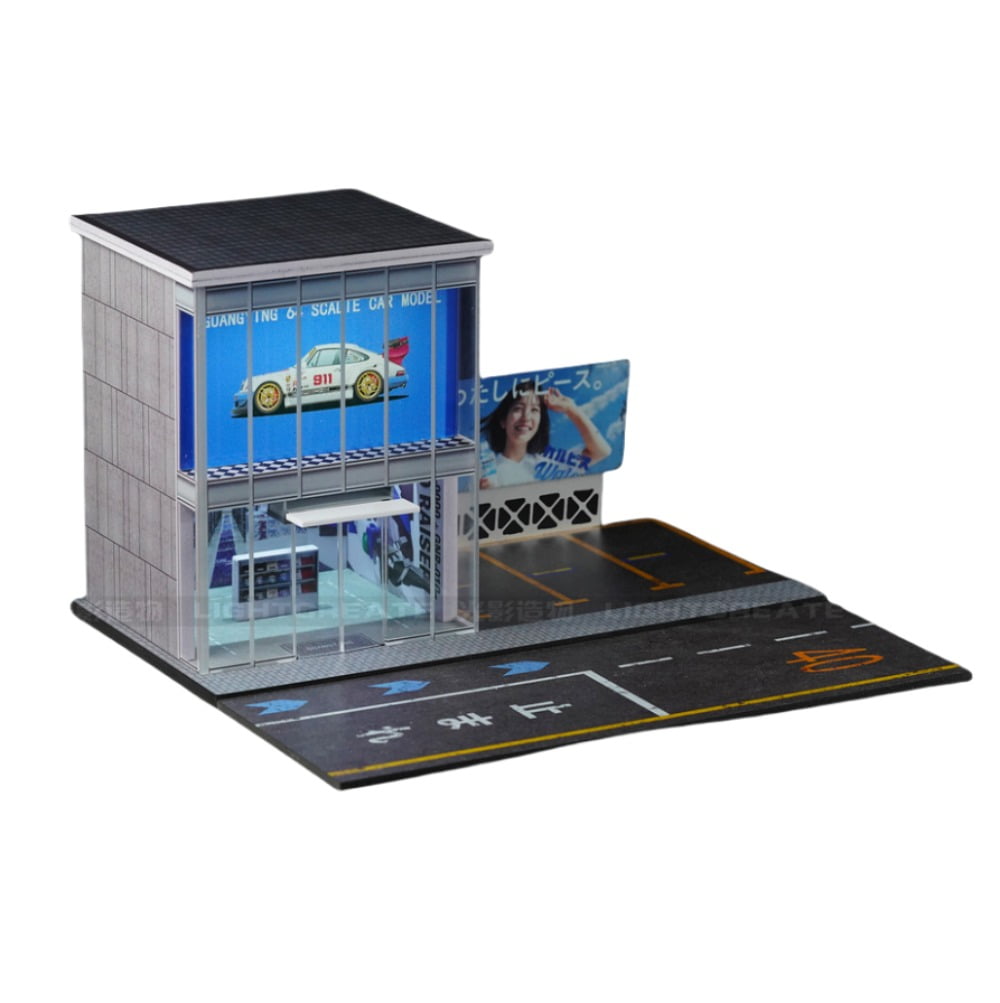 Diorama 1/64 Scale Garage Model with LED Light, City Street Japanese ...