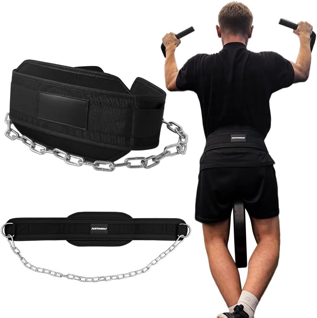 Dip Belt with Chain for Weightlifting - 440lbs Weight Capacity Leather ...