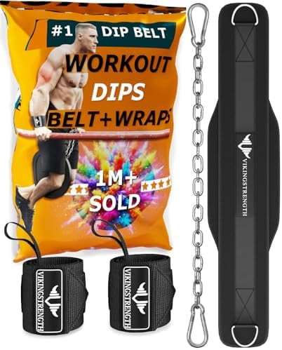 Dip Belt for Weight Lifting Including Wrist Wraps. Premium Padded Dips ...