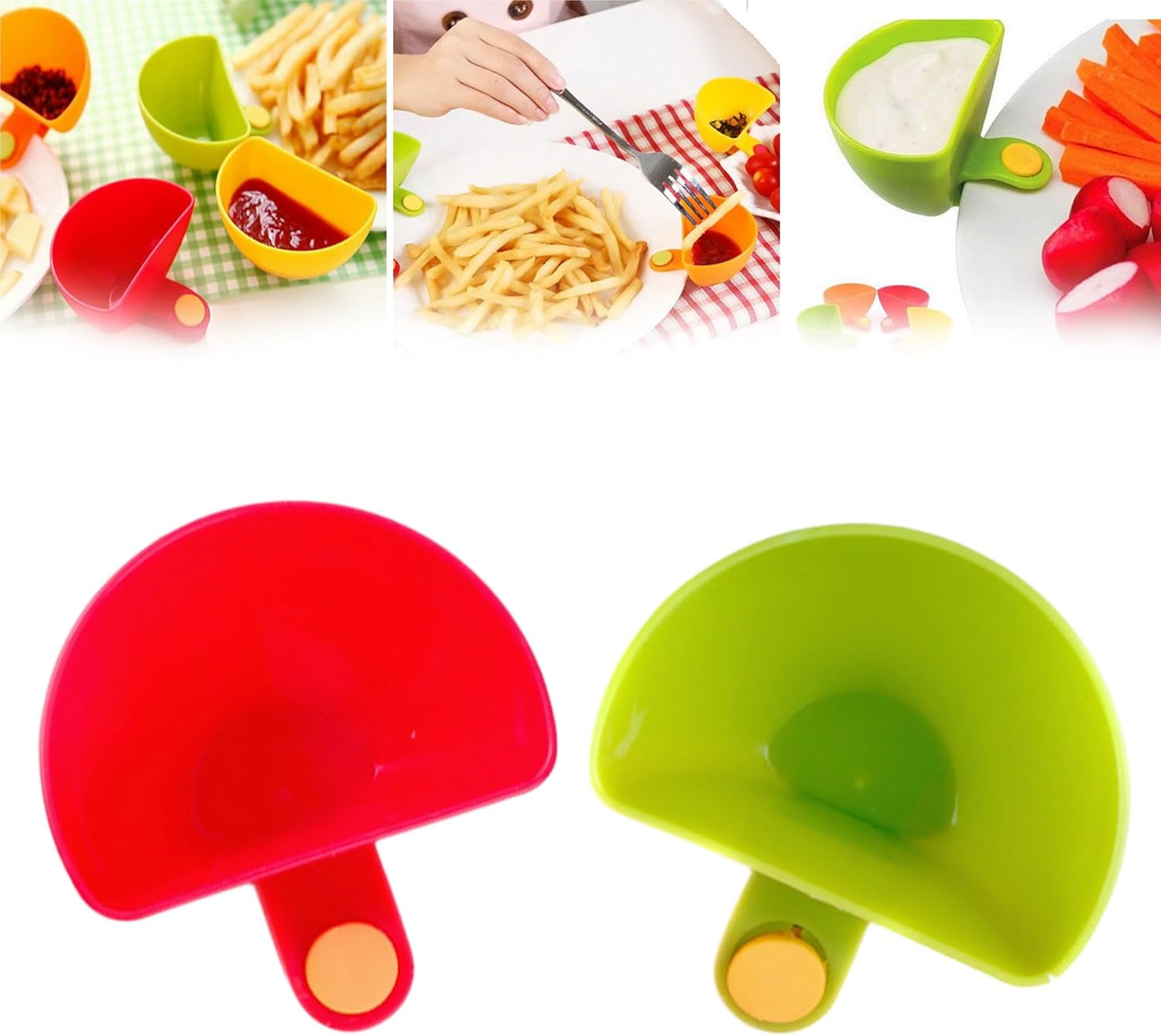 Dip Clips for Plates, Clip On Dipping Sauce Cups, Colorful Table Bowls ...
