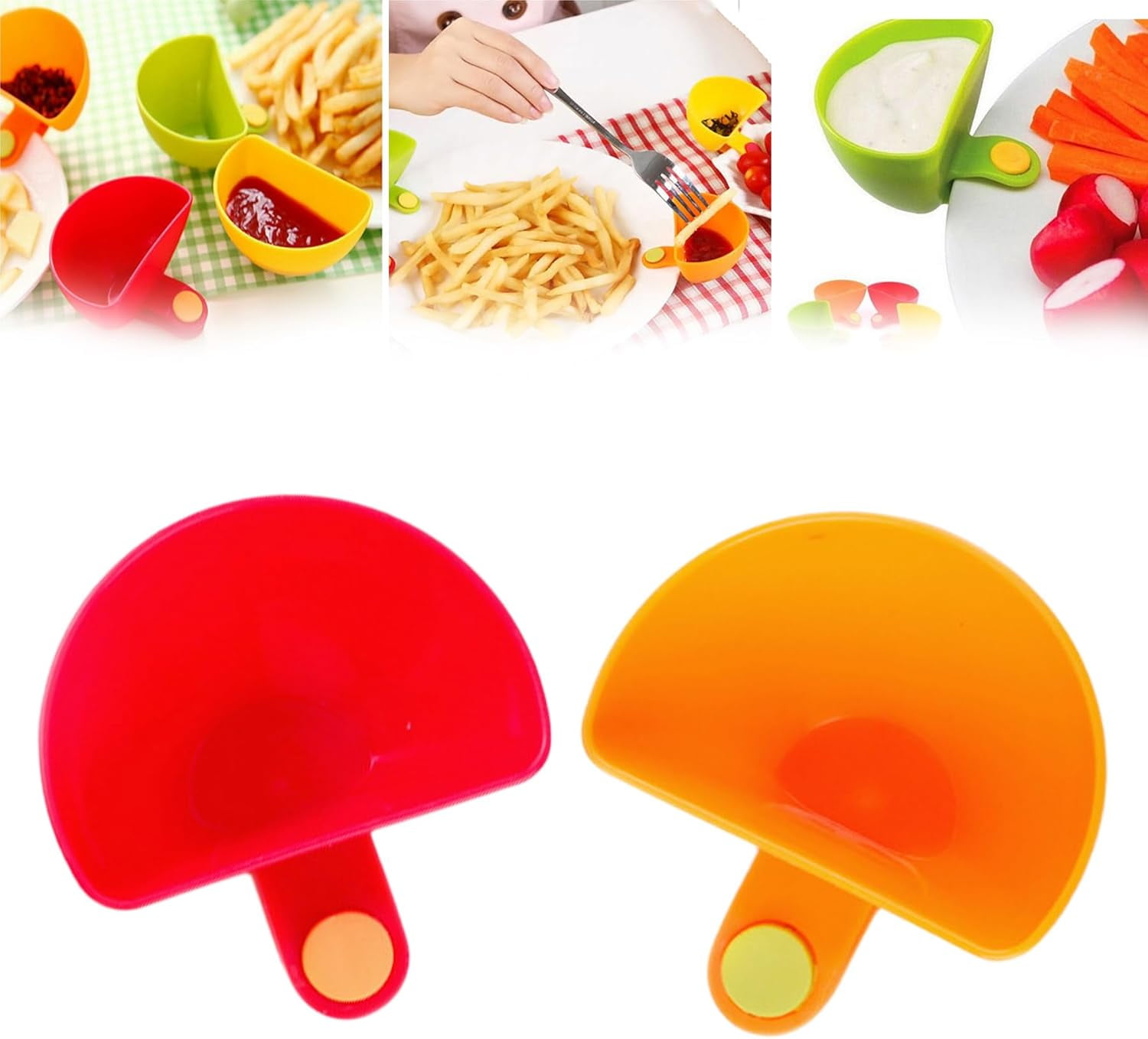 Dip Clips for Plates, Clip On Dipping Sauce Cups, Colorful Table Bowls ...
