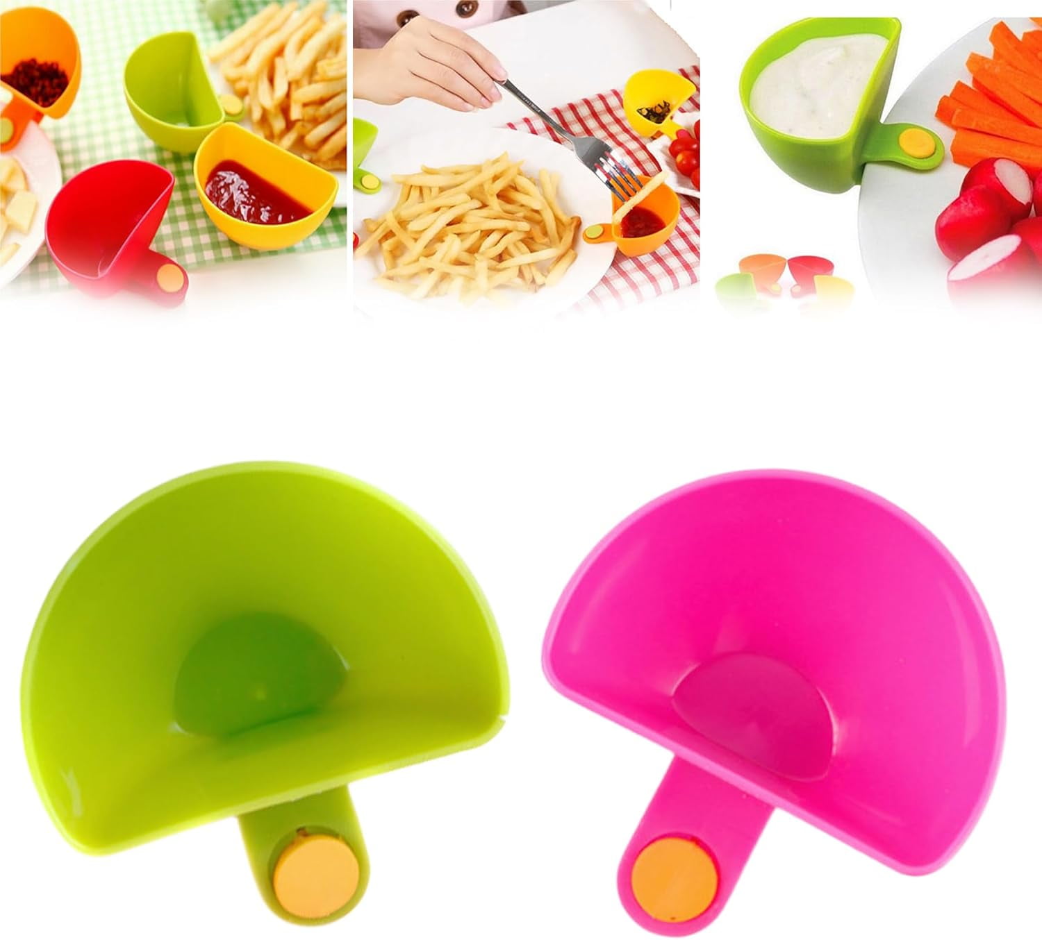 Dip Clips for Plates, Clip On Dipping Sauce Cups, Colorful Table Bowls ...