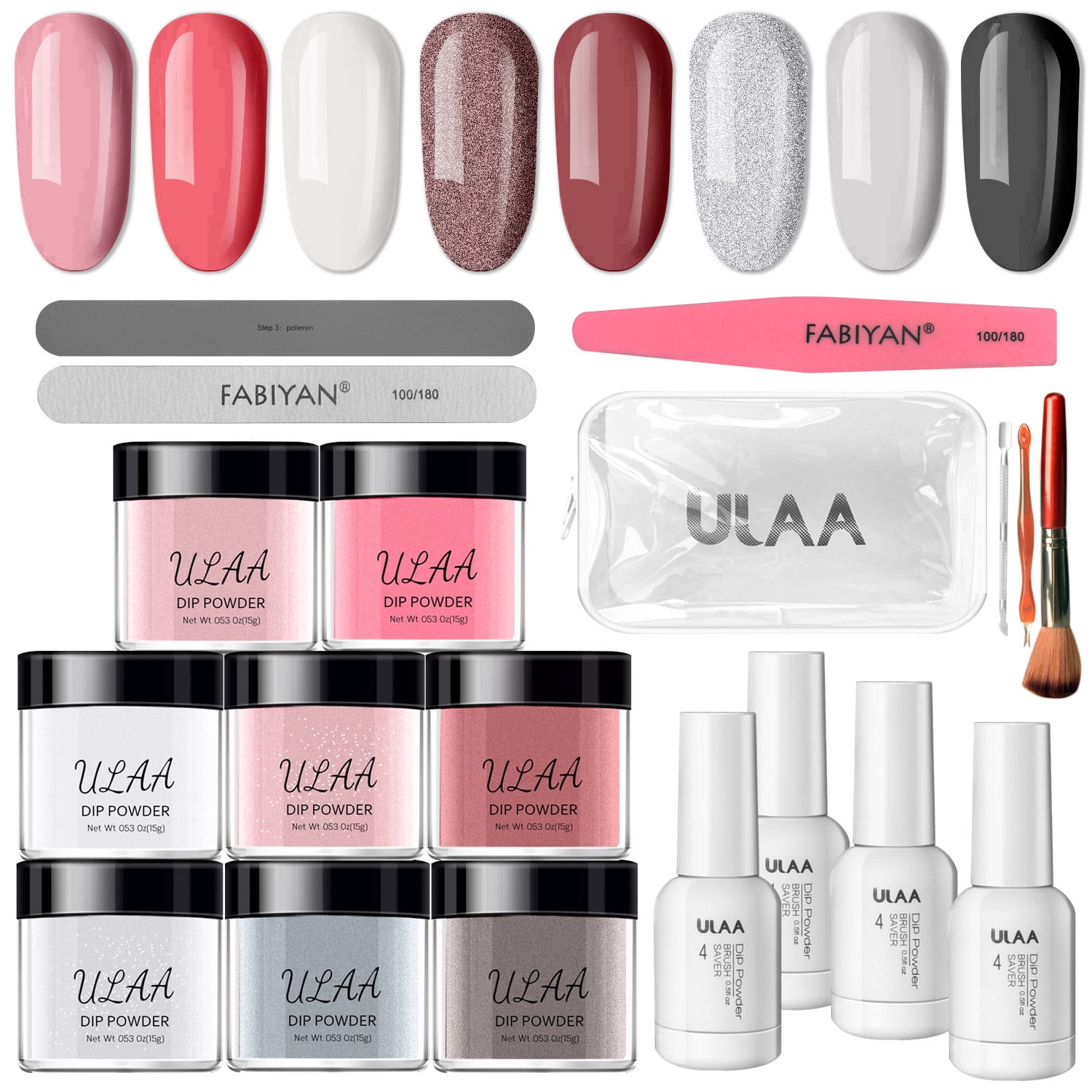 Dip Powder Nail Kit, 8 Colors Gentle Nude Pink Neutral Skin Dipping ...