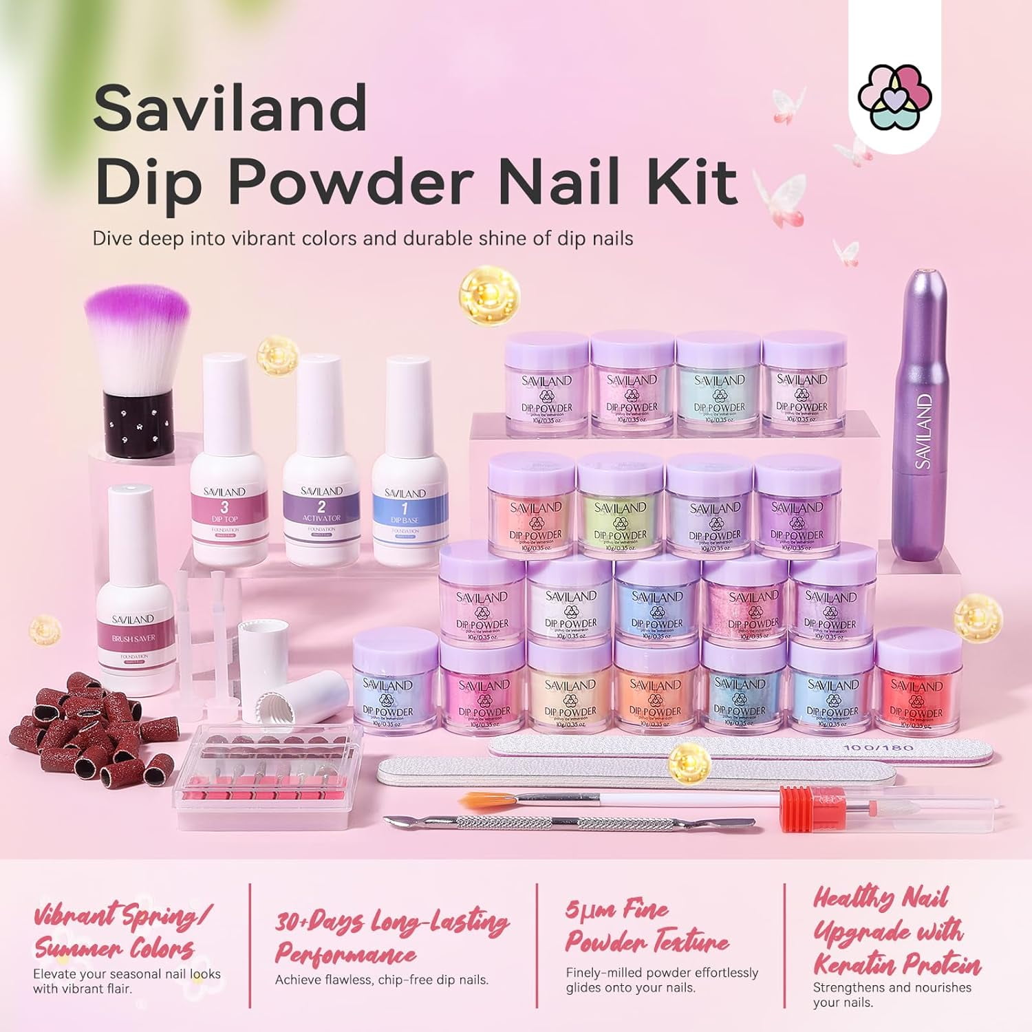 Dip Powder Nail Kit with Drill - 20 Colors Summer Dip Nails Powder ...
