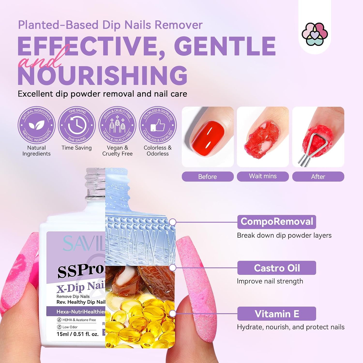 Dip Powder Remover 2 Pcs: Professional Dip Nail Remover Kit Gentle ...