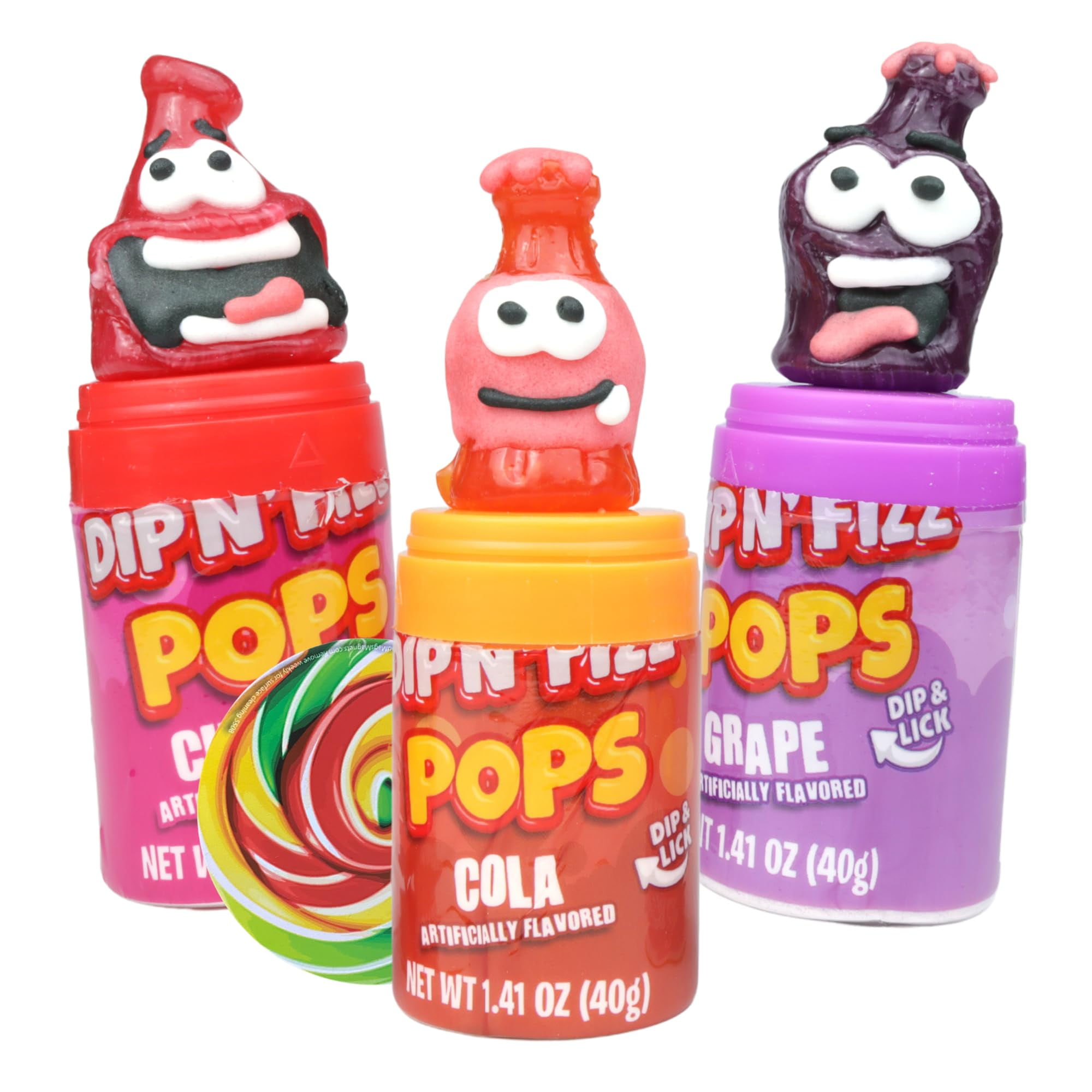 Dip and Fizz Lollipop Candy, Assorted Flavored Novelty Candies, Goodie ...