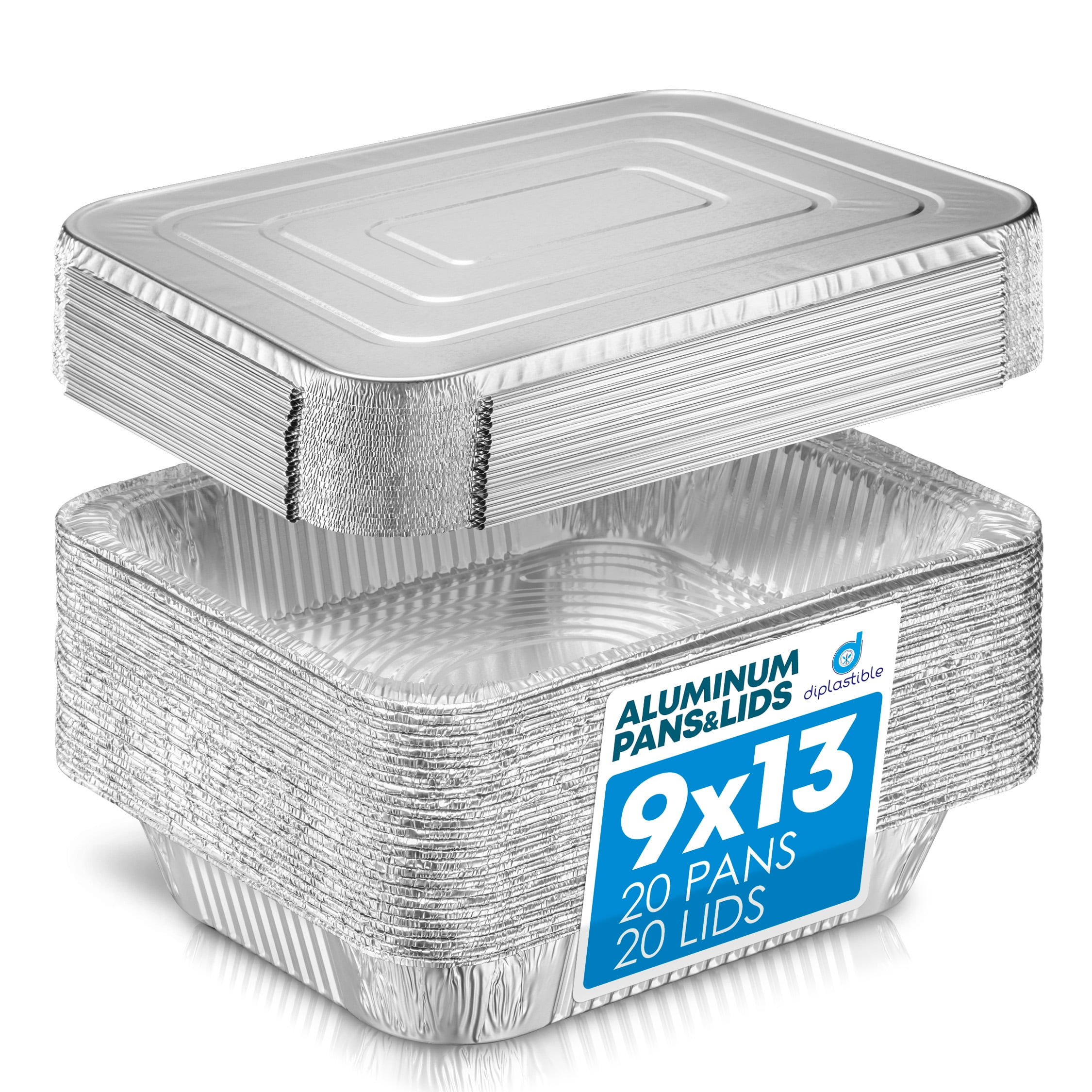 Diplastible Baking 13 x 9 Aluminum Cake Pan, 20 Count Disposable ...