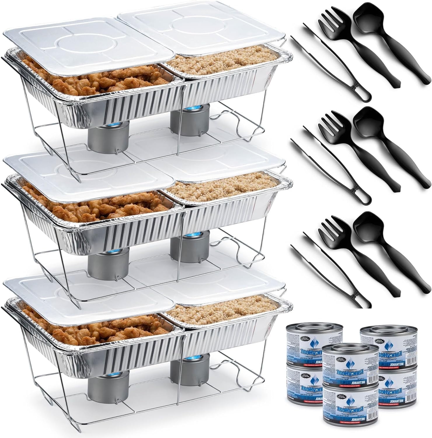 Diplastible 33-Piece Disposable Chafing Dish Buffet Set, Includes Wire ...