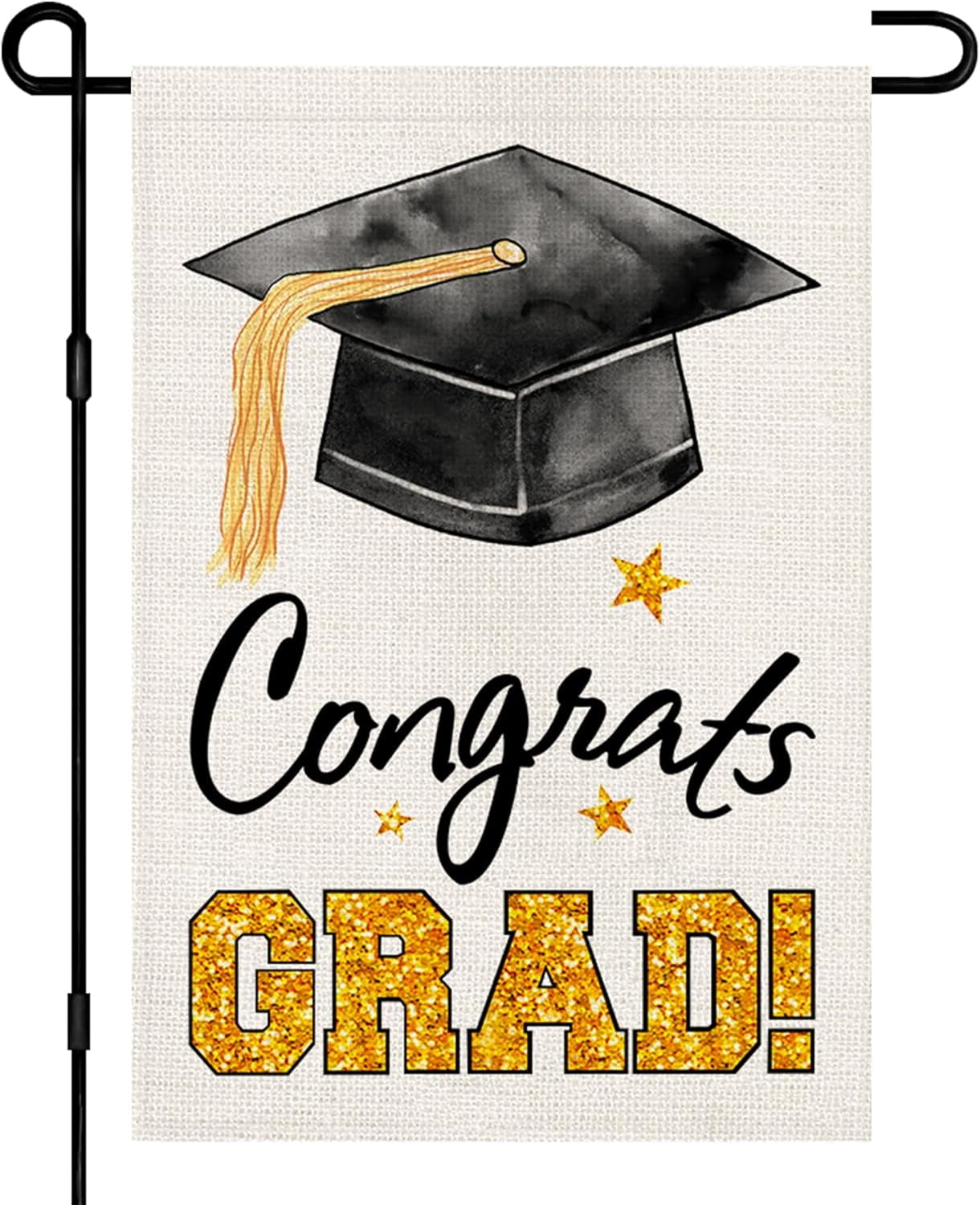 Diploma Cap Congrats Grad Garden Flag 12x18 inch Burlap Double Sided ...
