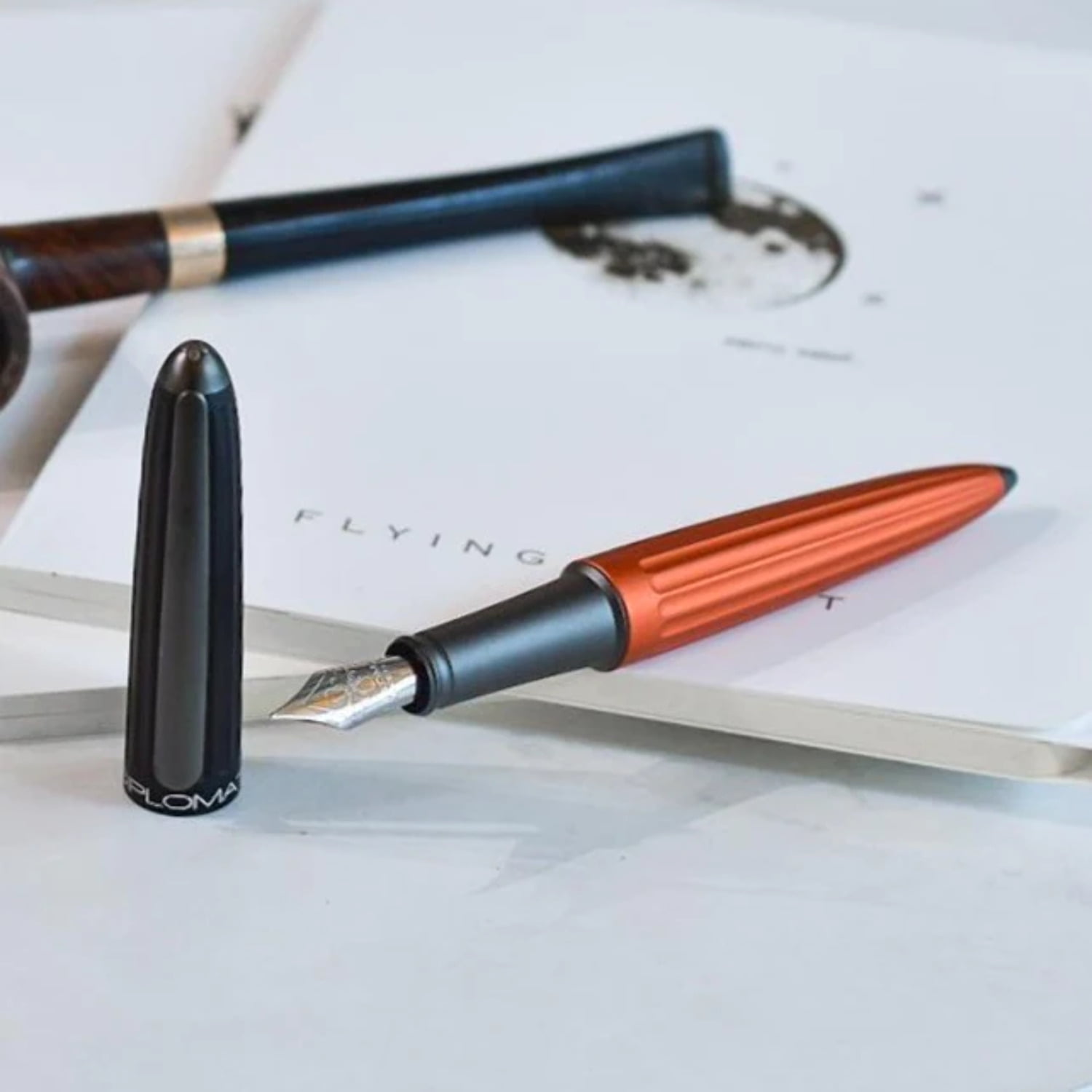 Diplomat Aero Orange Black Fountain Pen - Walmart.com