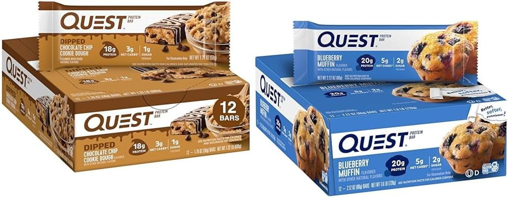 Dipped Chocolate Chip Cookie Dough Protein Bars, 1.76 Oz, 12 Ct ...