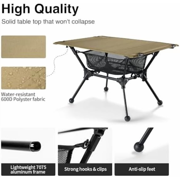 Dipper Camping Table, Lightweight Portable Folding Table with Mesh ...