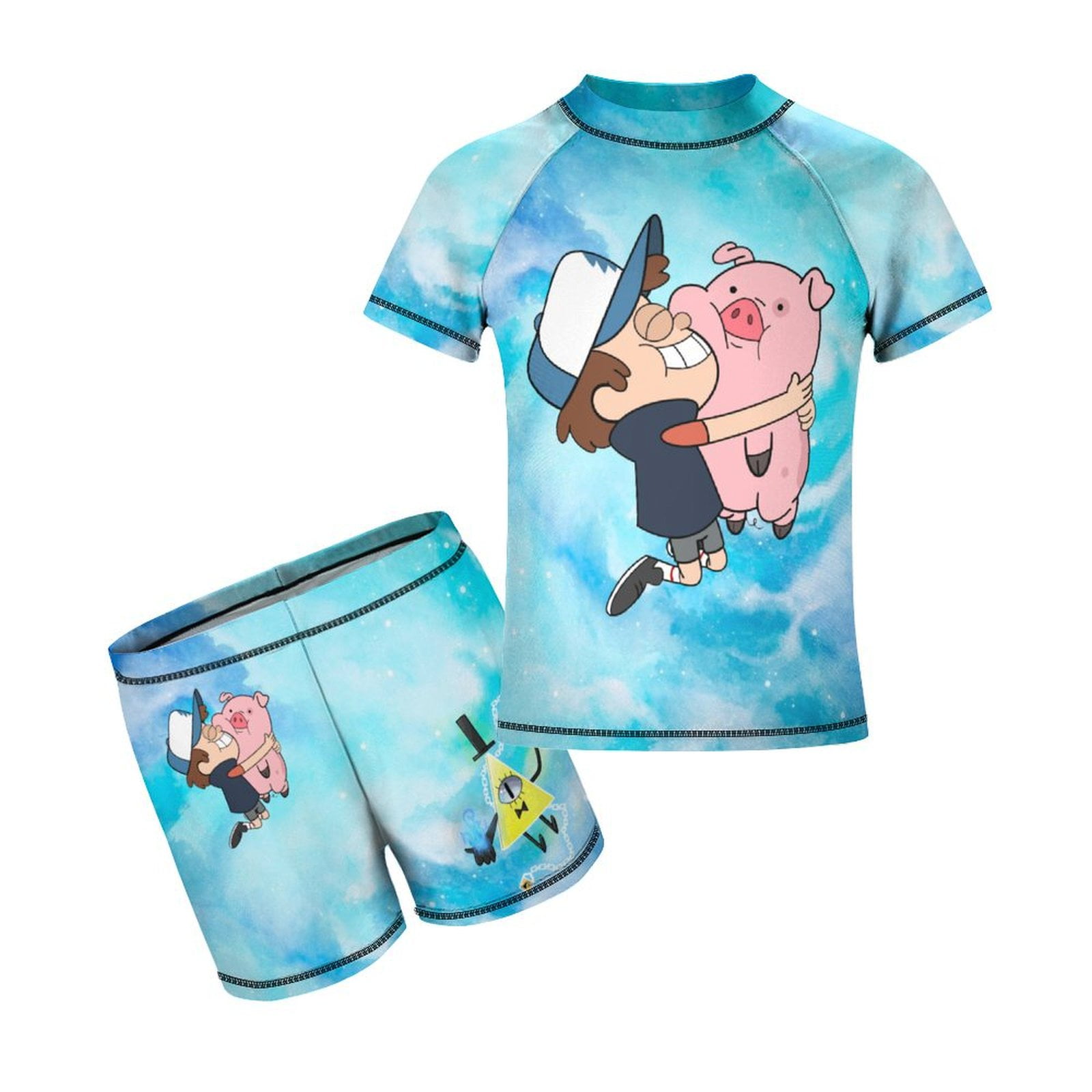 Dipper Waddles Gravity Falls Boy's Swimsuit Short Sleeve T Shirt Swim ...