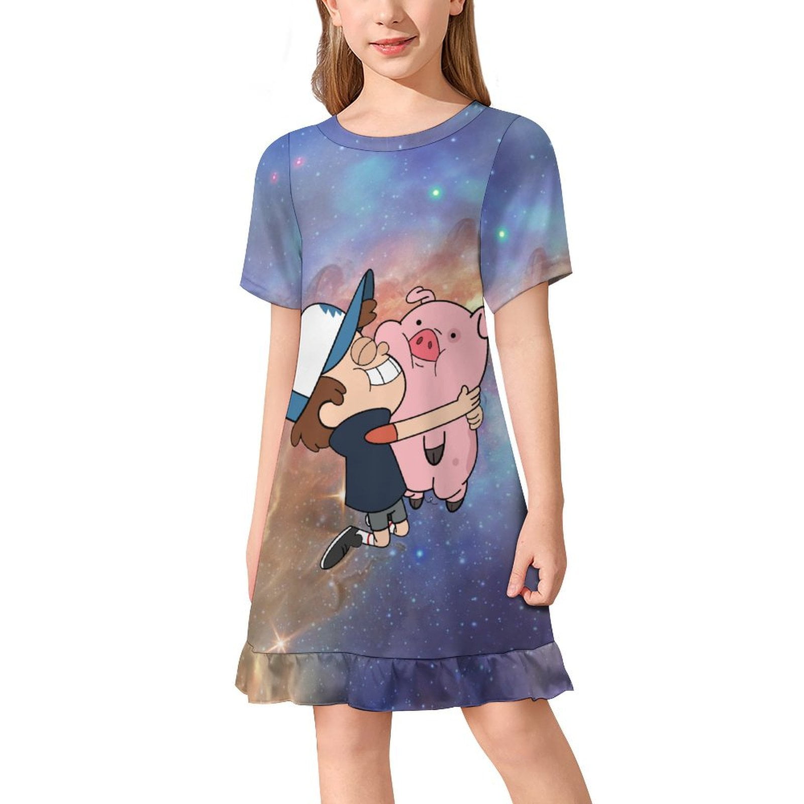 Dipper Waddles Gravity Falls Children's Short Sleeved Dress 3D Printed ...