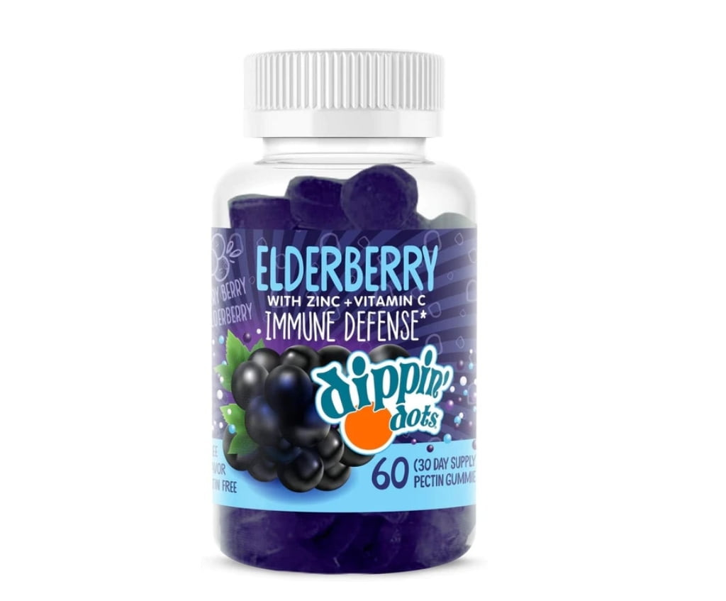 Dippin’ Dots - Elderberry Gummies with Vitamin C & Zinc (60 Gummies ...