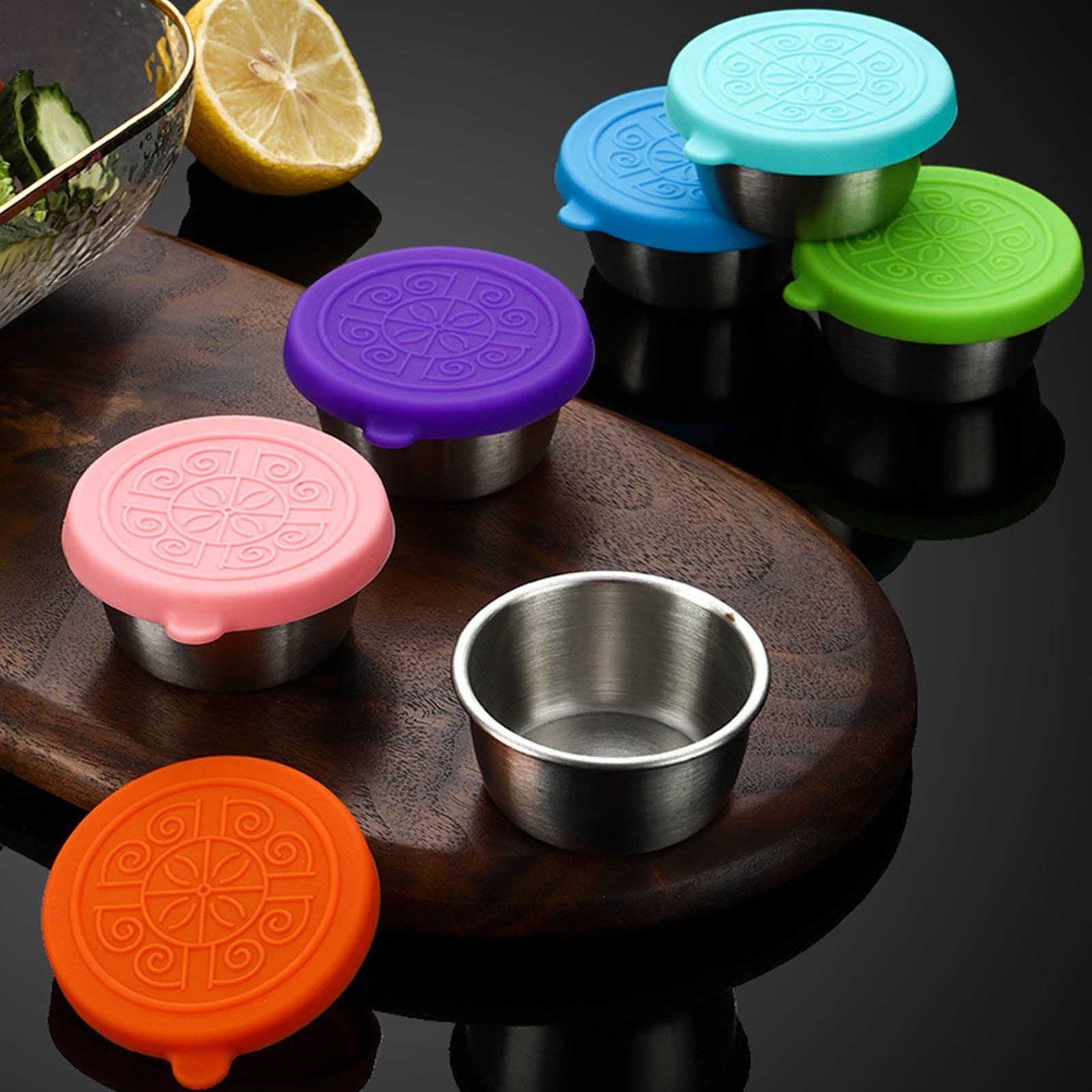 Dipping Cup Condiment Container - 304 Stainless Steel, Leakproof Lid ...