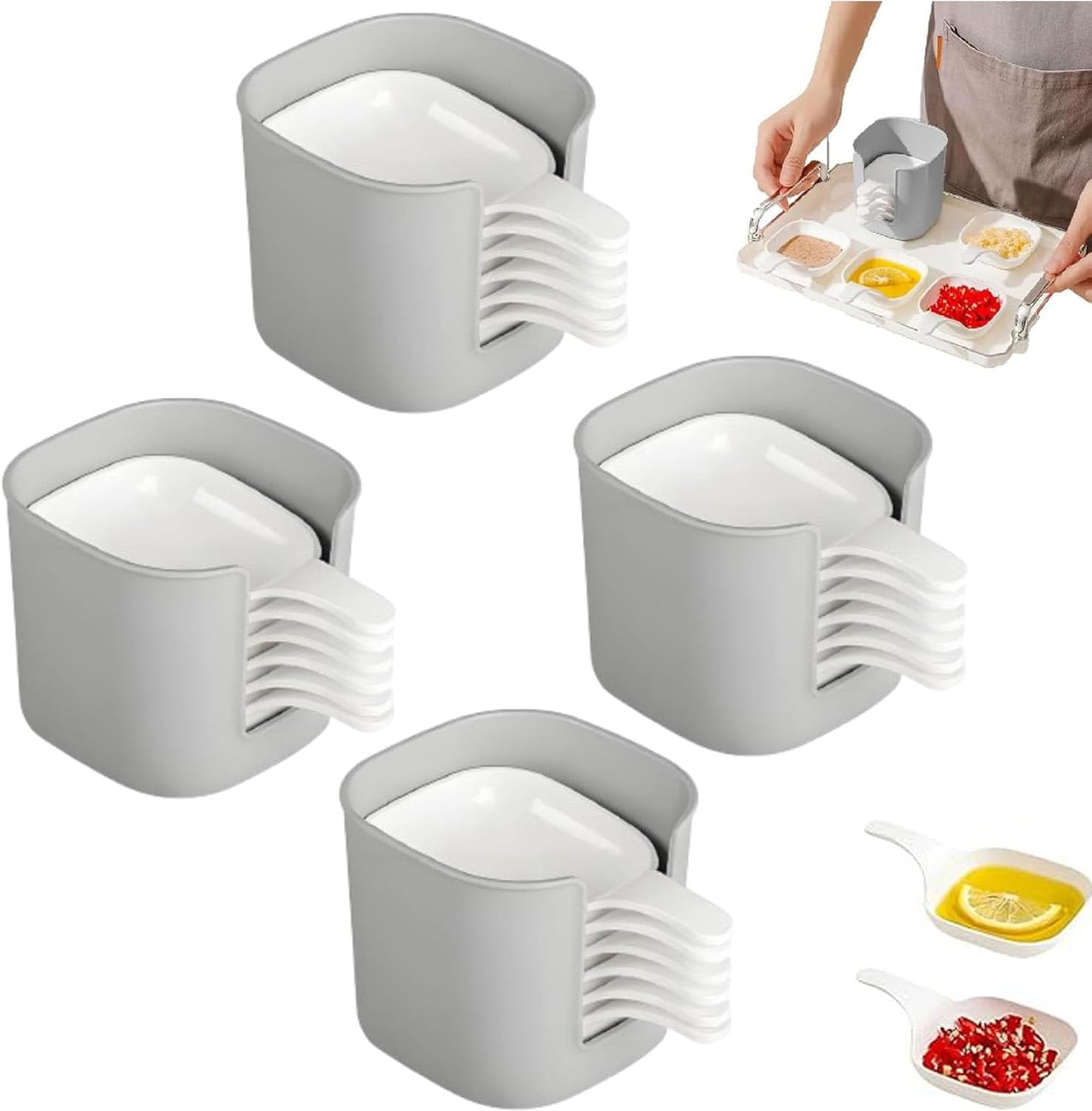 Dipping Sauce Plate and Holder Set, 6/12/18/24 Pcs Dipping Sauce Plate ...