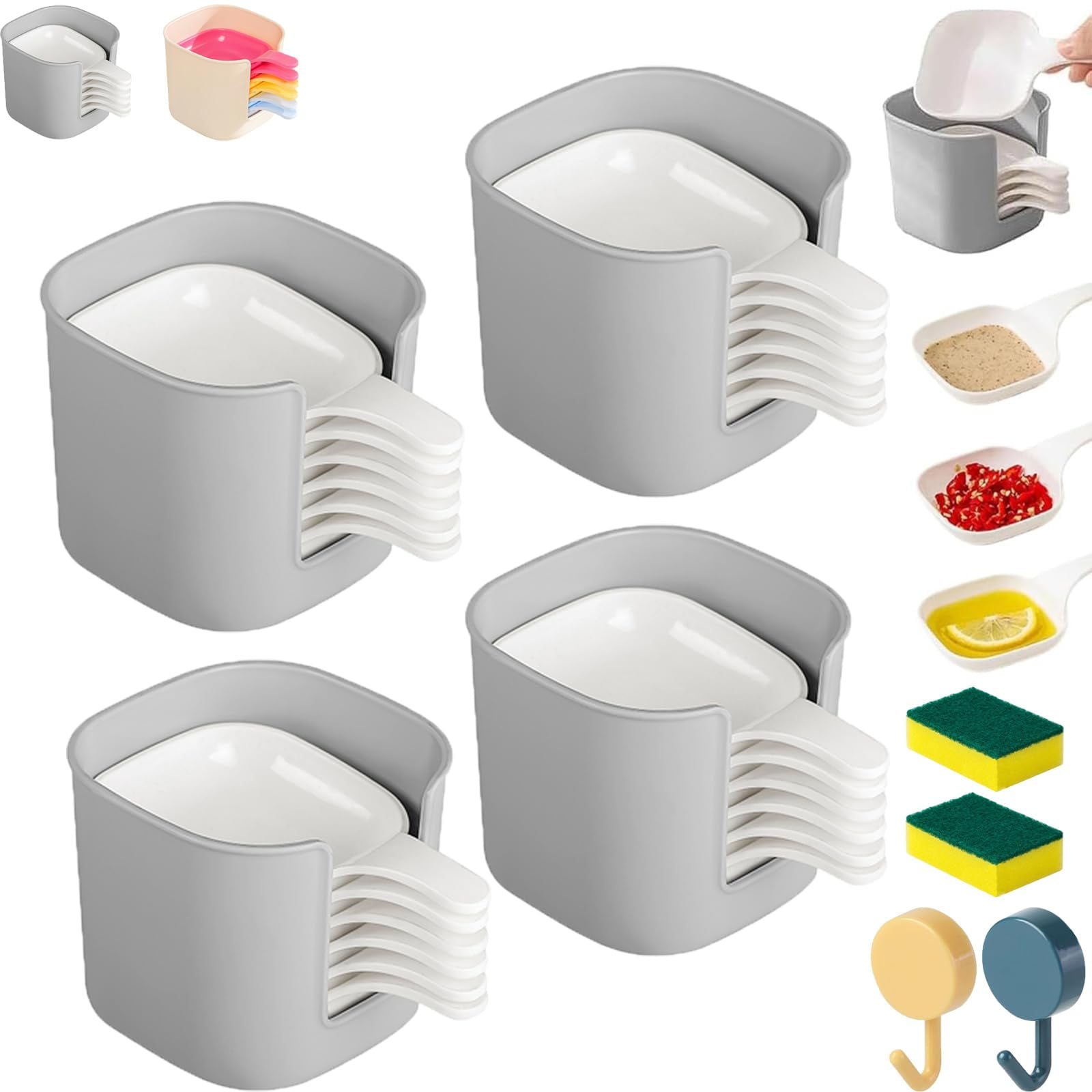 Dipping Sauce Plate and Holder Set, 6 PCS Dipping Sauce Plate and ...