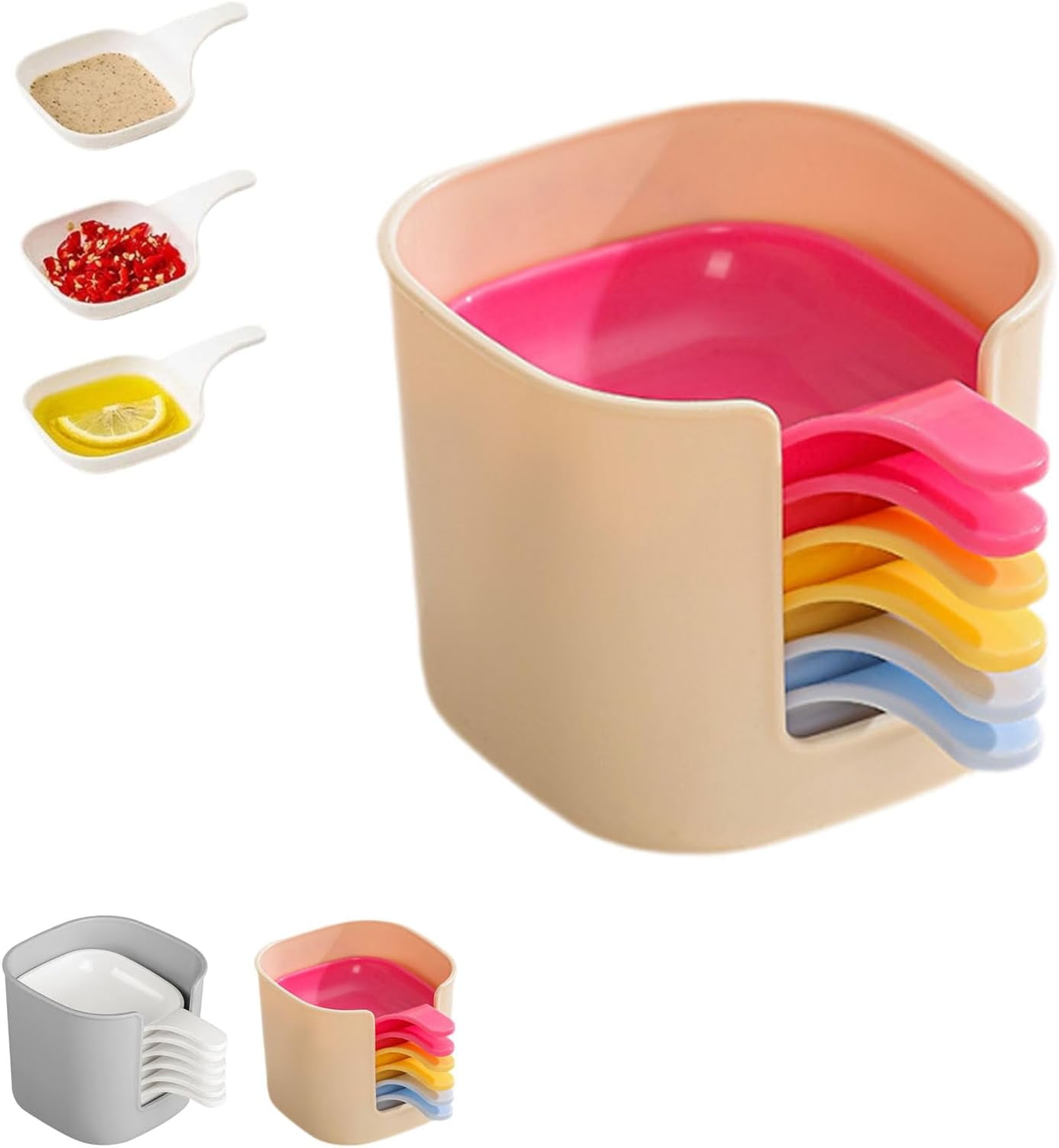 Dipping Sauce Plate And Holder Set, 7 Pcs Dipping Sauce Plate, Mini ...