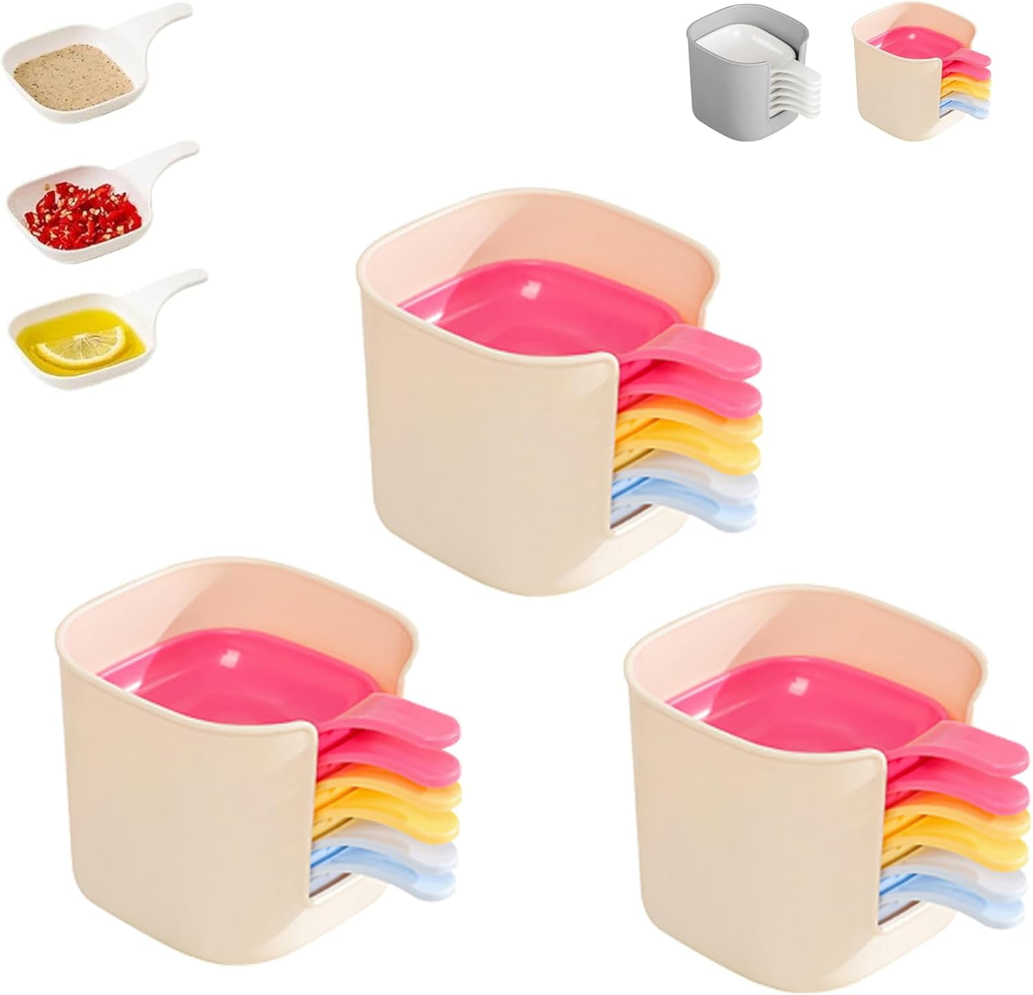 Dipping Sauce Plate and Holder Set, Dipping Sauce Plate And Holder Set, Soy, Barbecue and Party ...