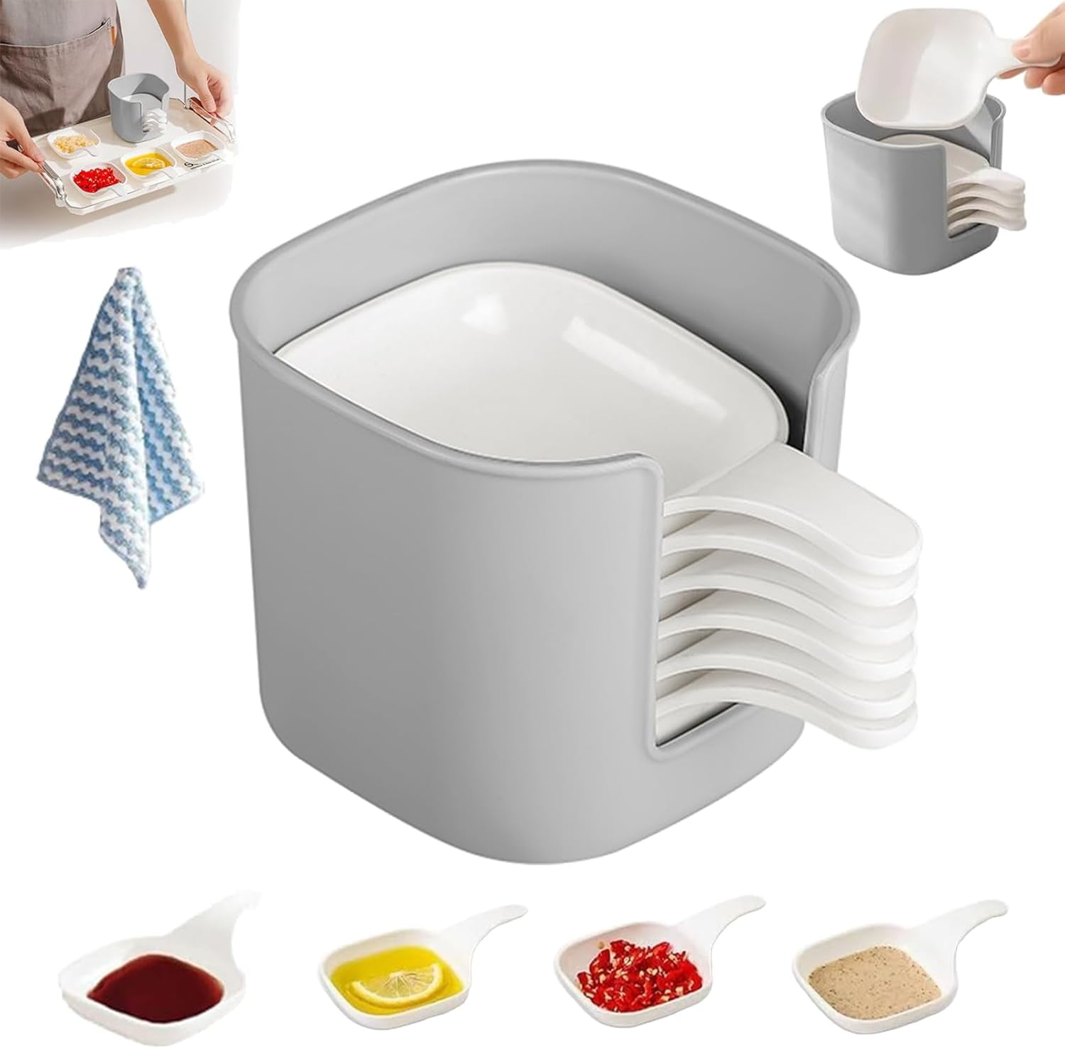 Dipping Sauce Plate and Holder Set, Qualfinvesly Dipping Sauce Plate ...