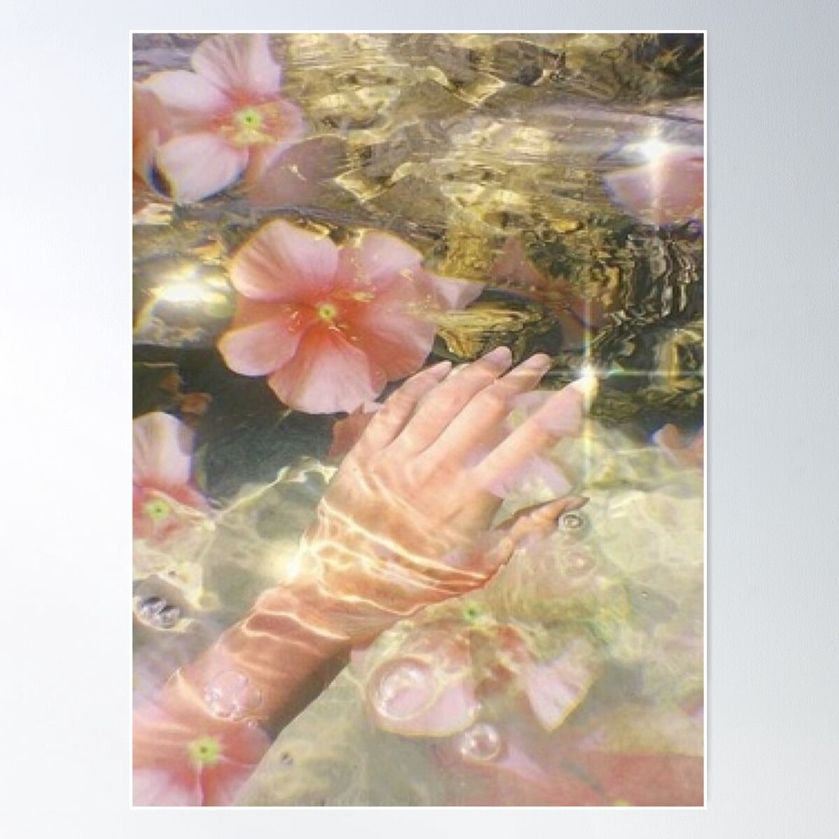 Dipping Your Hand In A Flower River Poster Wall Art, Modern Wall Decor ...