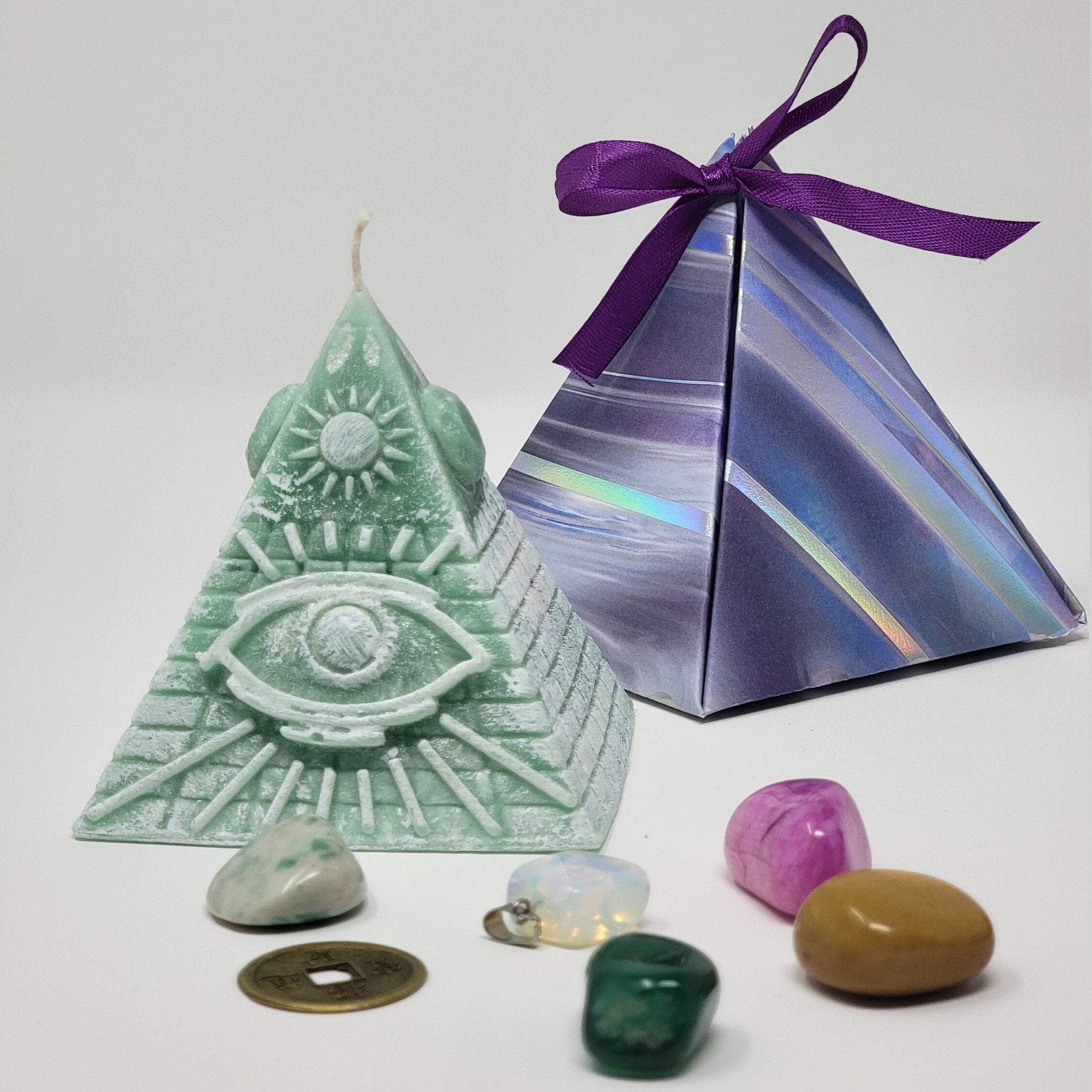 Diprana Handmade Pyramid Candle with Crystal Energy - Elevate Your ...