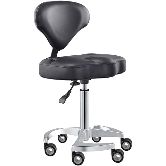 Dir Adjustable All Purpose Roller Stool with Backrest - Medical, Salon ...
