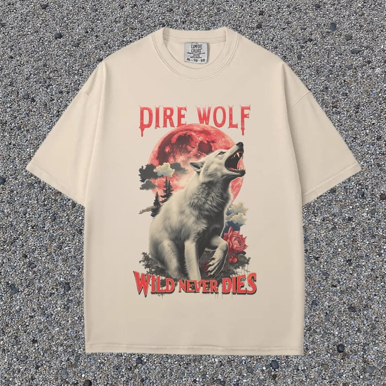 Dire Wolf Vintage 90s Graphic Shirt, Wolf Moon Shirt, Wild Free Wolf ...