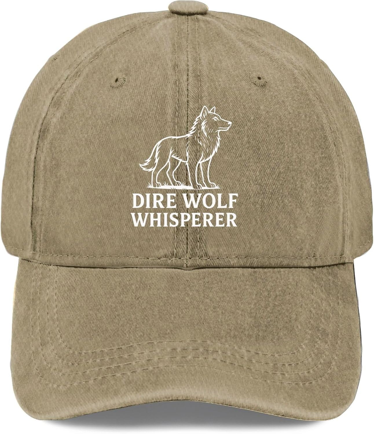 Dire Wolf Whisperer Mens Hat Cotton Washed Baseball Caps Adjustable Hat Custom Gifts For ...
